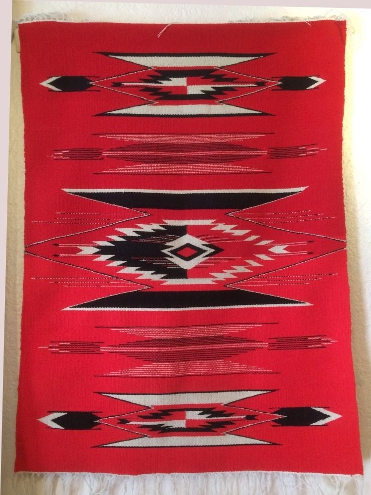 Handwoven Chimayo 40" x 52" wool blanket available at Wild West Weaving ...